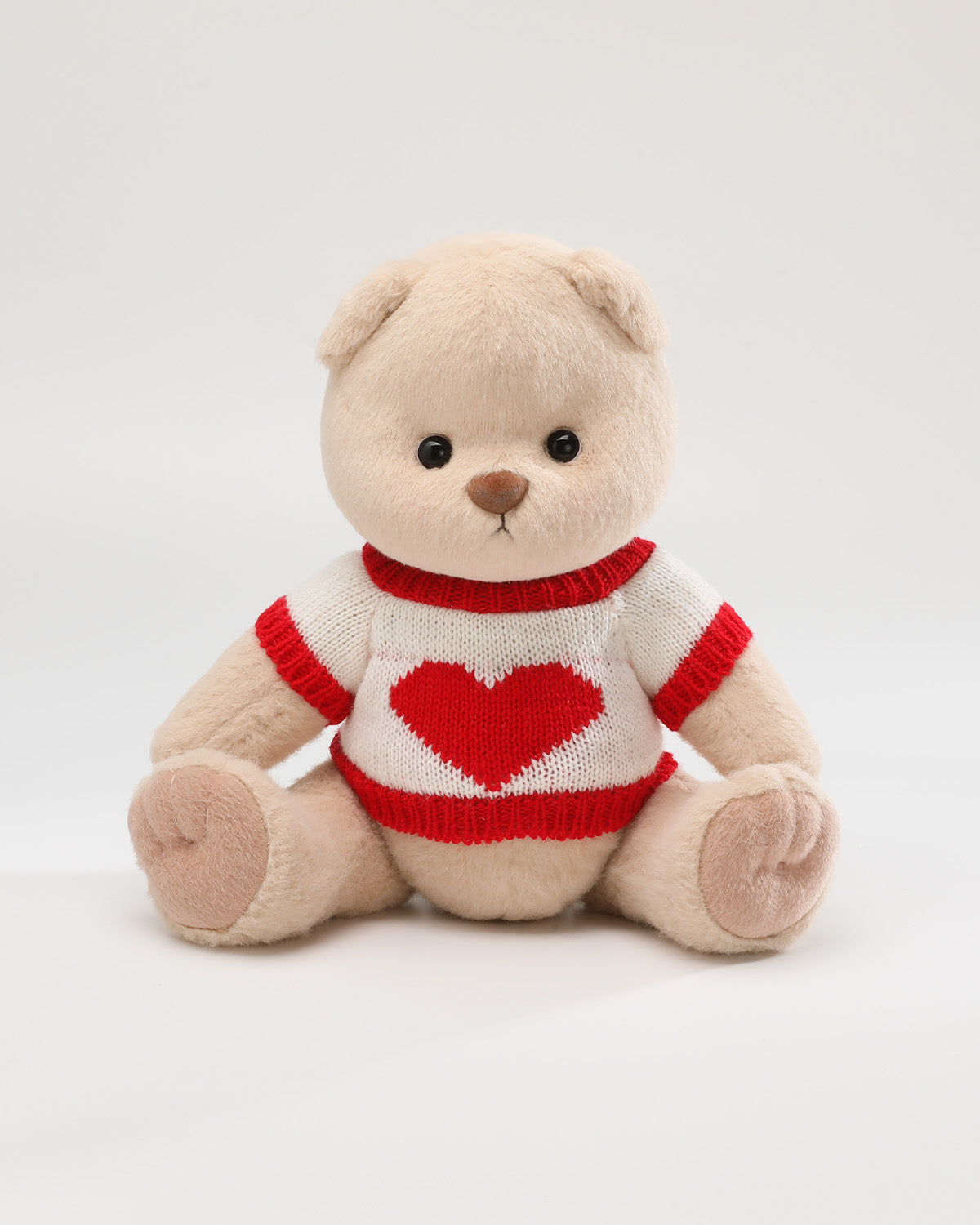 Milk Tea Short Hair Bear & Red-Trimmed White Heart Sweater - 12 Inches ...