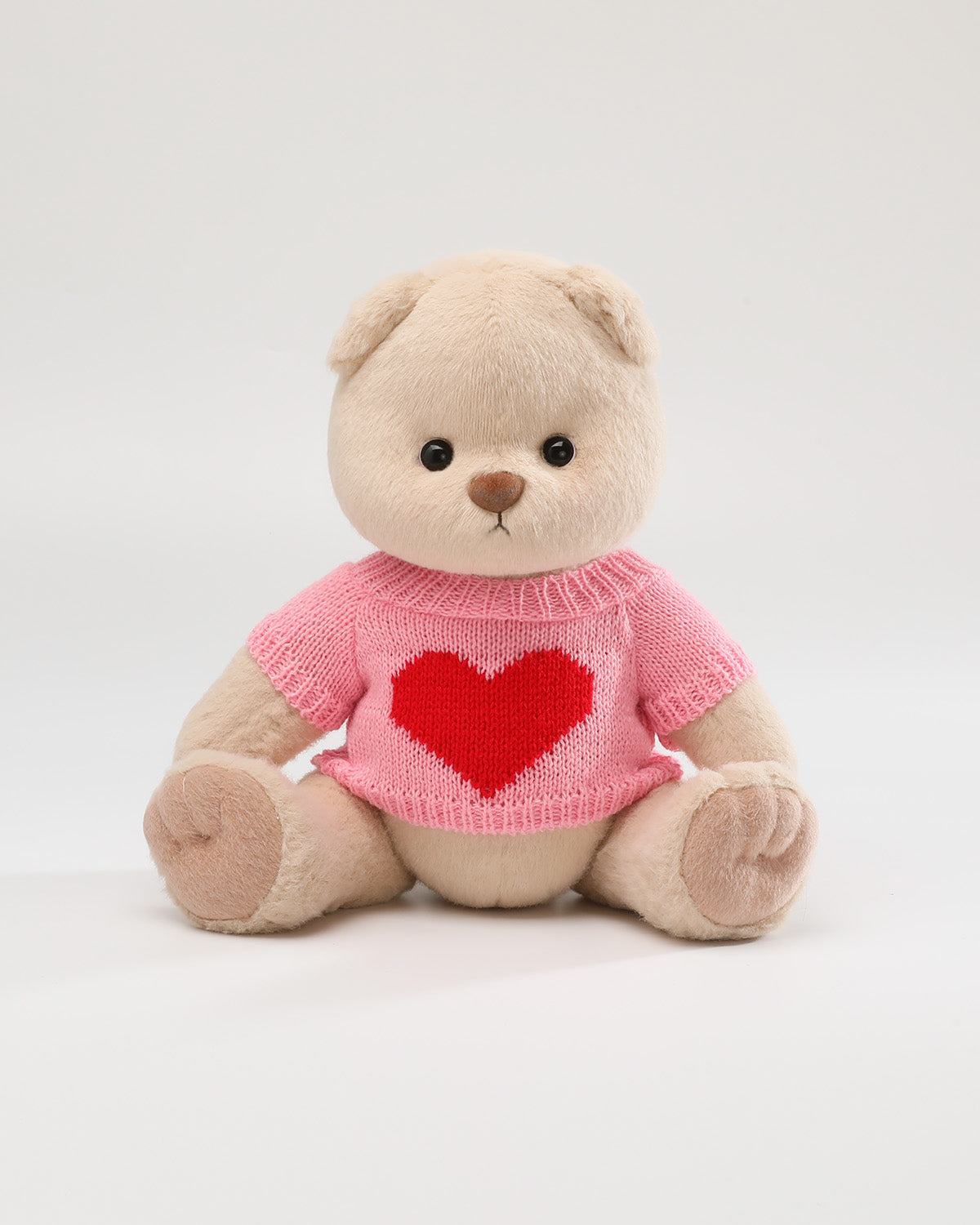 Milk Tea Short Hair Bear & Pink Heart Sweater - 12 Inches – Teddy Huggy
