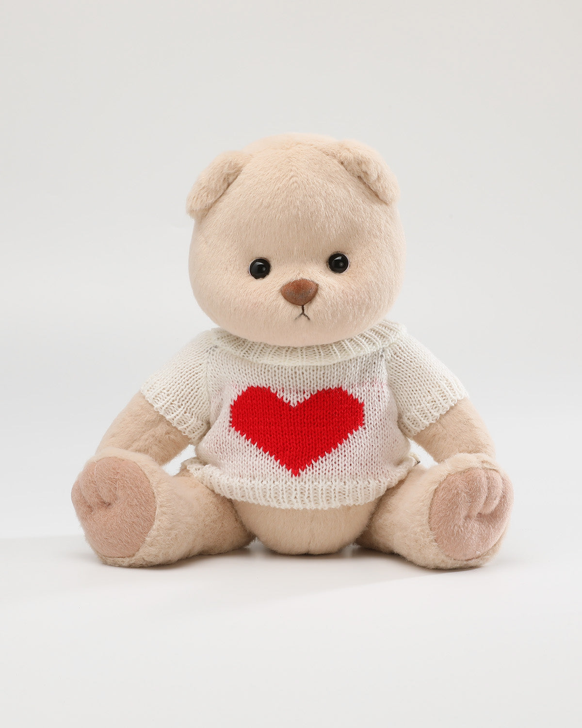 Milk Tea Short Hair Bear & White Heart Sweater - 12 Inches – Teddy Huggy