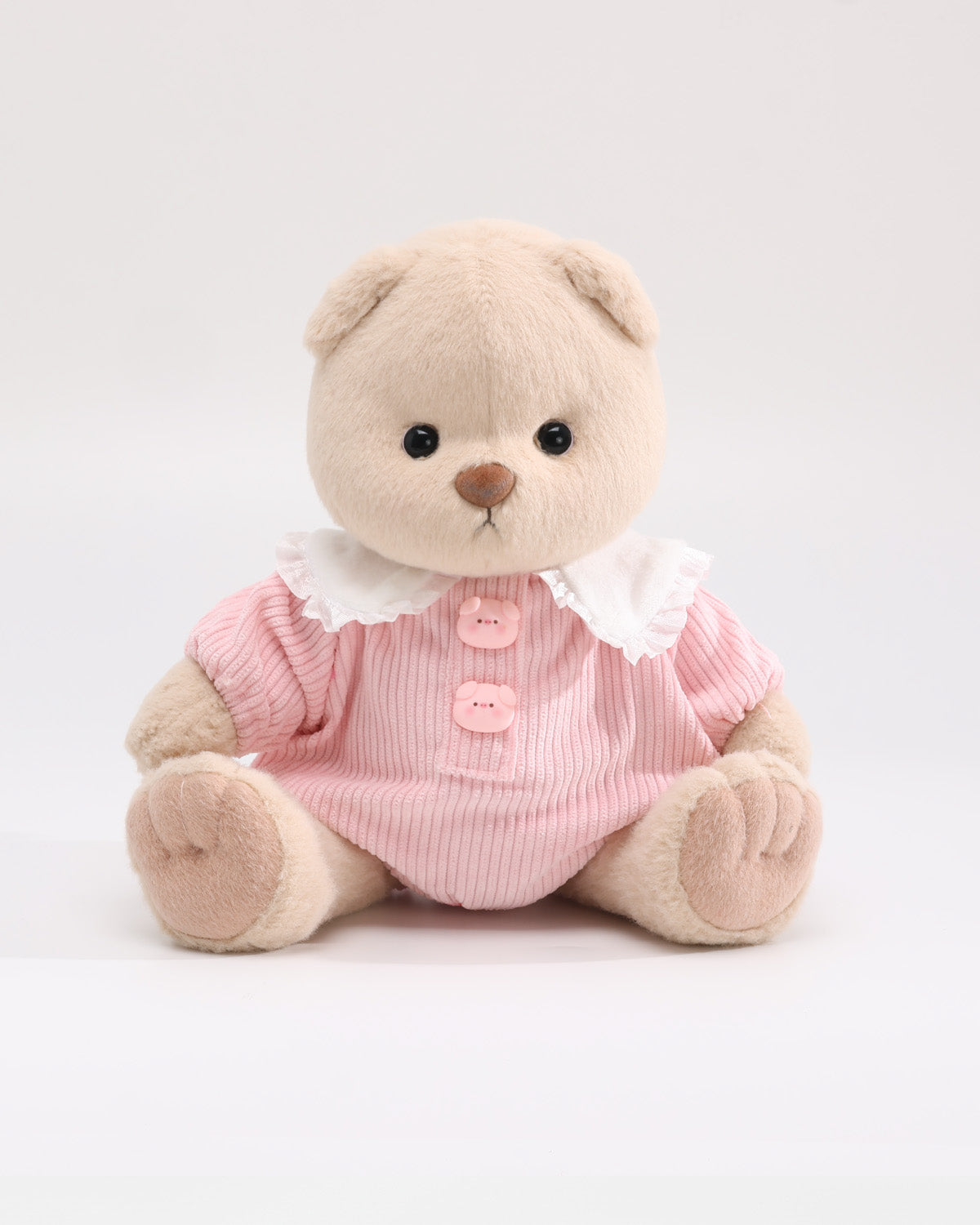 Milk Tea Short Hair Bear & Pink Ruffle Jumpsuit - 12 Inches – Teddy Huggy